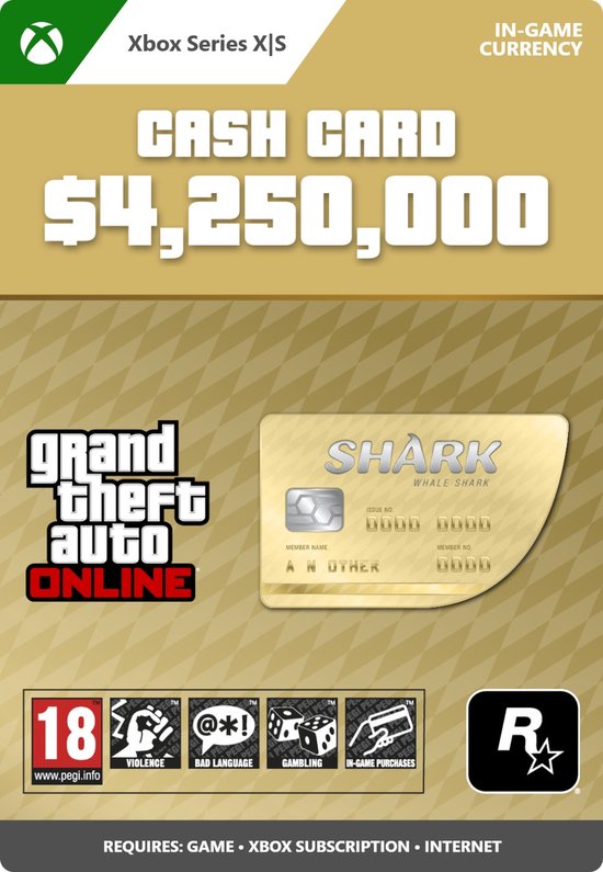 GTA Online: Whale Shark Cash Card $ 4.250.000 - Xbox Series X|S ...