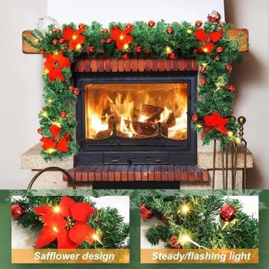 Kerstslinger met LED verlichting - 2,7 meter kunstdennen slinger voor ...