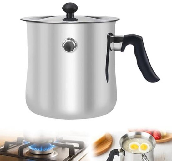 Inductie Melkpan met Deksel - Dubbelwandige RVS Simmerpan 1,5L voor Gas ...