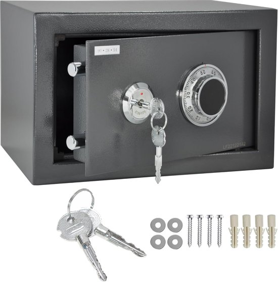 Robuuste Kastkluis met Mechanisch & Sleutelslot - Grijs, 30x20x20cm | bol