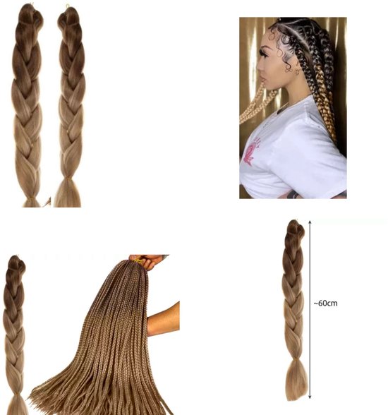 Ombre Vlechthaar Jumbo Braids 60 cm – Kleur 4/27 – Crochet Haar – 1 ...