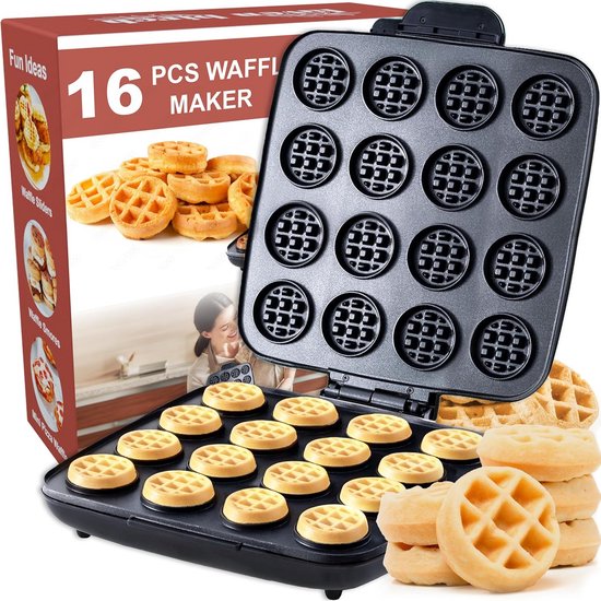 Wafelijzer 16 gaten - Mini wafels bakken - Compact anti-aanbak - Voor ...