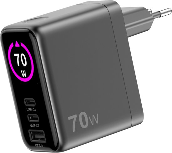 Sitecom - Wall charger - 70W - LED Display - Power Delivery - GaN ...