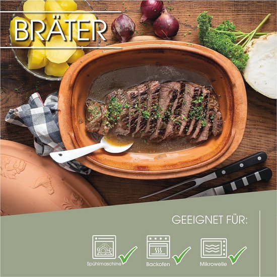 Grote keramische stoompan voor 6 personen - 4 liter braadpan uit ...