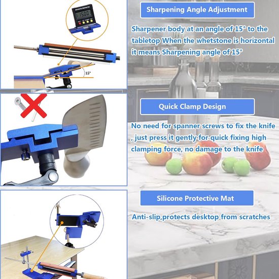 Professionele Messenslijper met Vaste Hoek en 6 Slijpstenen - Voor ...