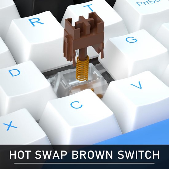 60% Mechanisch Gaming Toetsenbord met Bruine Switches en Blauwe LED ...