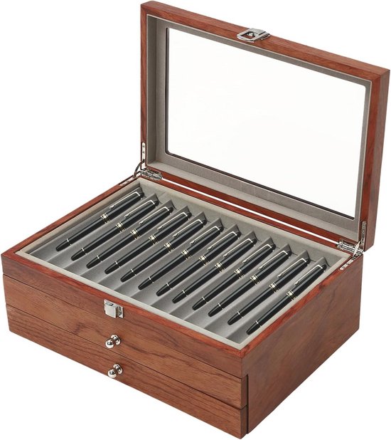 Houten Penhouderbox met 34 Insteeksleuven | bol