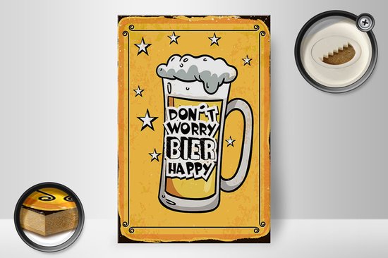 Holzschild Spruch 20x30 cm Don’t worry Bier happy Schild | bol