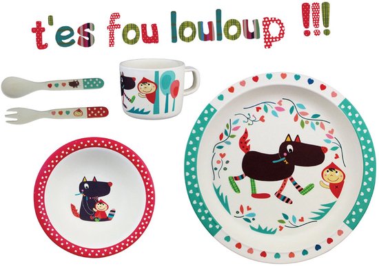 Ebulobo Kinderservies 5 delig fantasie wolfje | bol