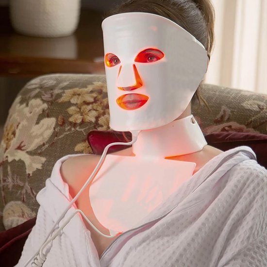 7-Kleuren LED Gezichtsmasker met Hals & Borst | Lichttherapie tegen ...