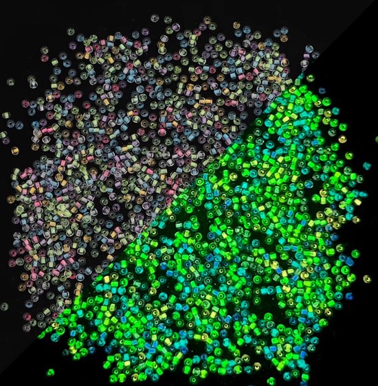 1000 Stuks - Gekleurde kralen 2mm in pastelkleuren - Glow in the dark ...