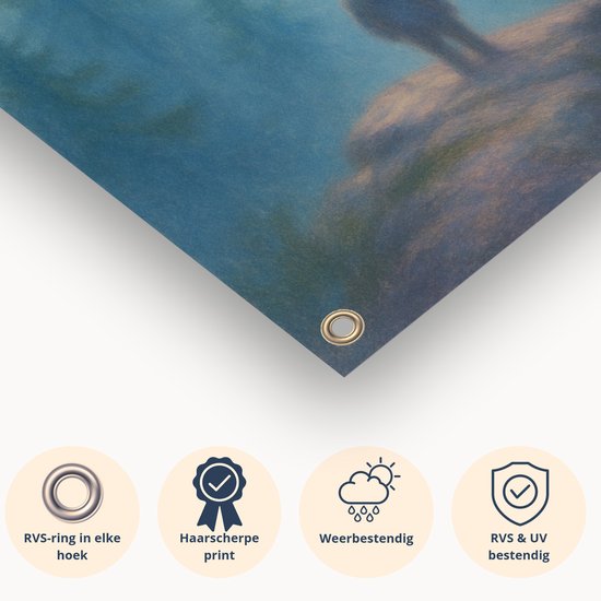 Silhouet op rots – wanddecoratie buiten – Tuinposter – 100x150 cm | bol