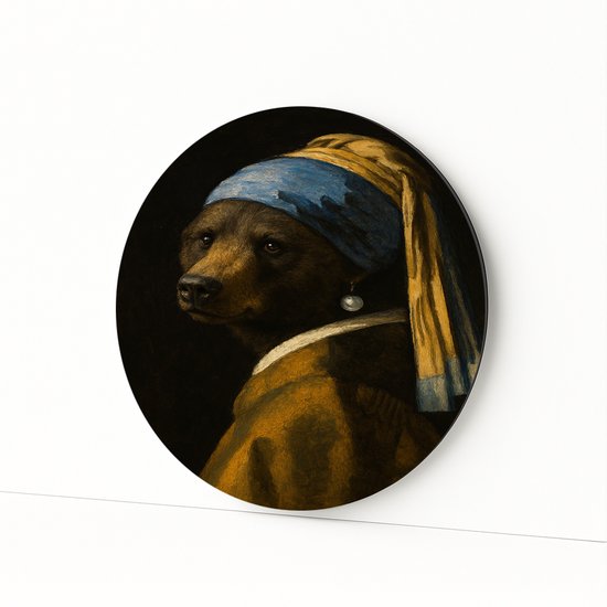Beer met de parel - Vermeer - Dieren - Beer wandbord - Wandkunst rond ...
