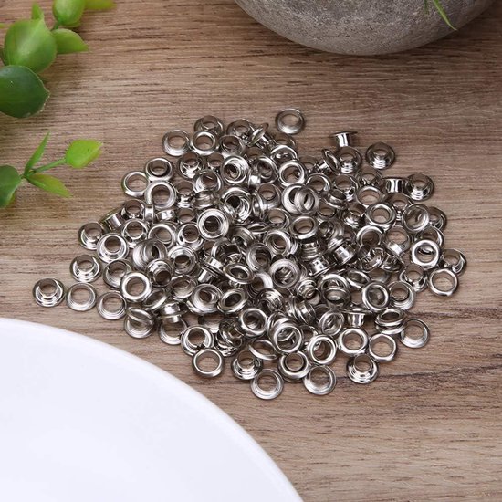 100 Stuks Dubbelzijdige Zilveren Oogjes met Pakking 5mm voor Lederen ...