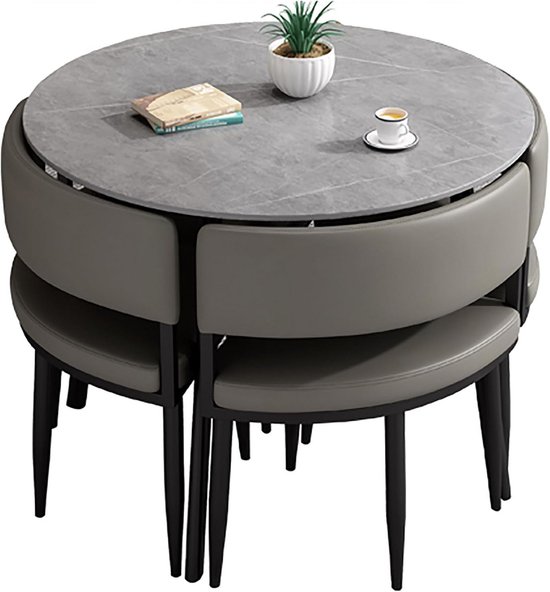 Moderne Eetkamerset voor 4 Personen - Kleine Ronde/Vierkante Eettafel ...