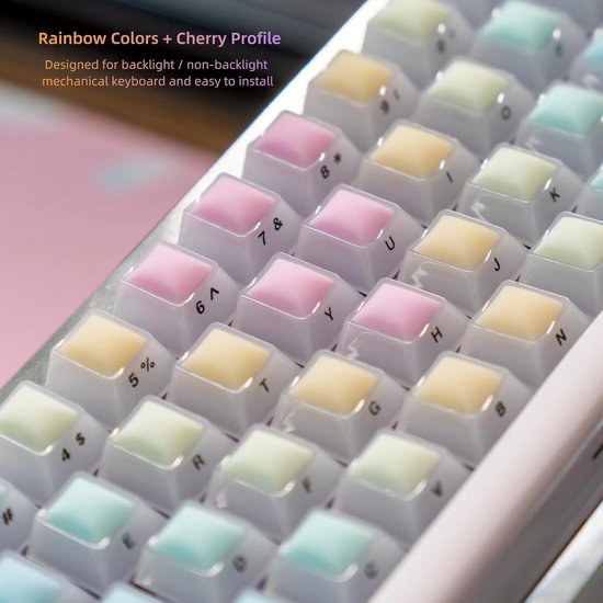 121-delige Kristal Jelly Keycaps Set - Regenboog Rubber Transparant ...