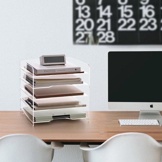 Bureau File Organizer met 5 Tier Horizontale Planken - Acryl Brief Tray ...