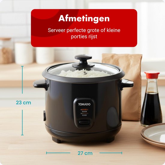 Tomado TRC1001B - Rijstkoker - Inhoud 1 liter - Warmhoudfunctie - 5 ...