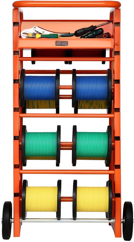 VEVOR Draadspoelhouder Mobiele Kabelspoeldispenser met 11 Staven ...