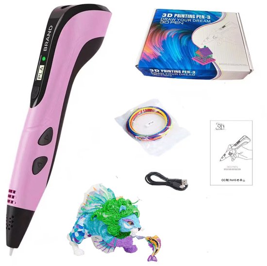 3D-pennen -3D pen starterspakket - met LCD-scherm -Oplaadbaar - USB ...