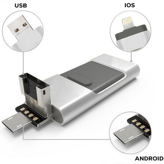 OTG Flash Drive pour iPhone / iPad / iPod, Android et ios PC - clé USB - 64 Go | bol