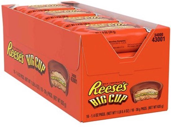 Reese’s BIG CUP Peanut Butter Cups Pack de 14 | 14 x 39g | Chocolat ...