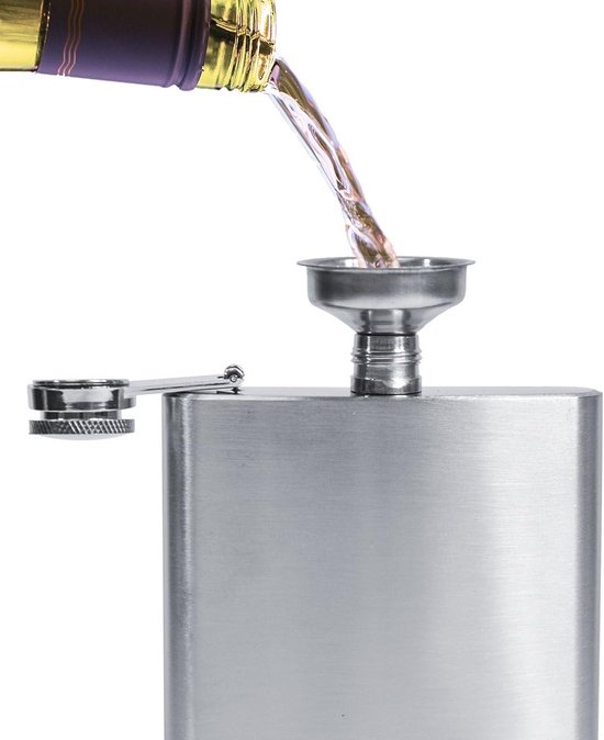 Set van 2 Roestvrijstalen Flachmann met Bekers en Sleutelhanger in ...