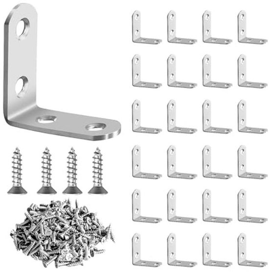 L Beugel Hoek Brace Set van 24 Stuks - Zilveren Metalen 90 Graden ...