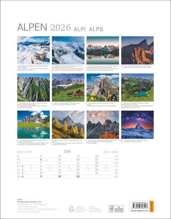 Alpen Kalender 2026 | bol