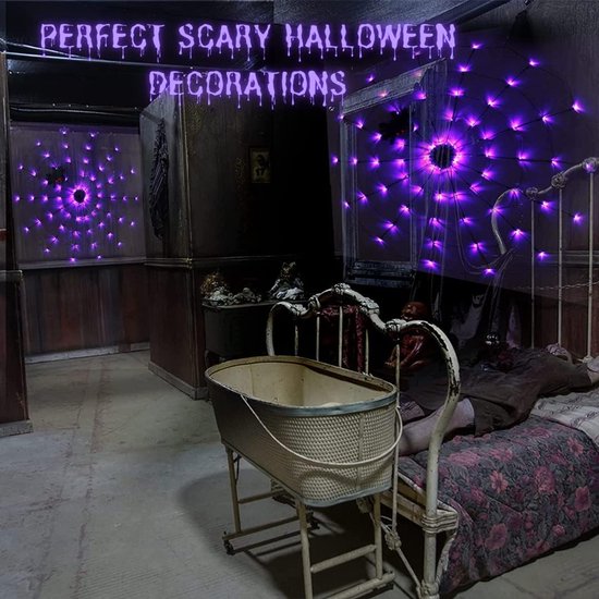 PULUZ 1 Stuk - Halloween Spinnenweb - Met LED Verlichting En ...