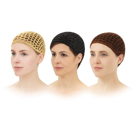 3 filets à cheveux au crochet – filets à cheveux élastiques ajourés en ...