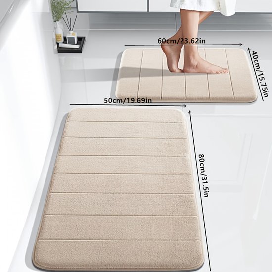 2 stuks Badmat Set, Geheugenschuim Tapijt met Waterabsorberende ...