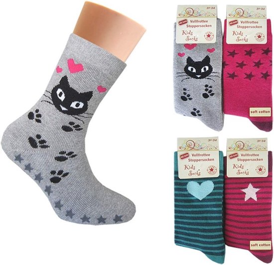 Thermosokken voor meisjes met ABS-noppen - 4 paar ademende en warme ...
