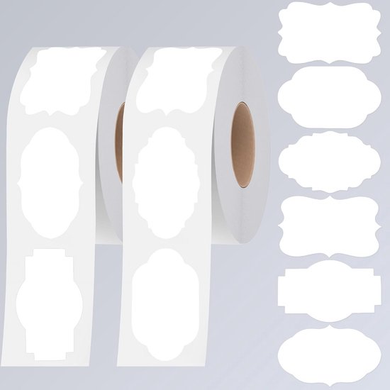 600 Blanco Kraftpapier Stickers in 6 Vormen - Zelfklevend Etiket voor ...
