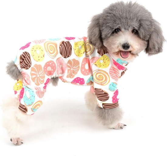 Zachte Katoenen Puppycape voor Kleine Hond en Kat, Donut Print Pyjama ...