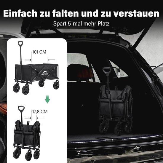 Vouwbare Handkar 220 L - 200 kg Handtrolley met Universele Wielen en ...