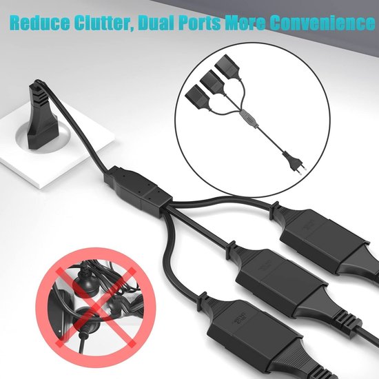 Extension kabel 2 meter met Europlug en 3-in-1 Type C | bol
