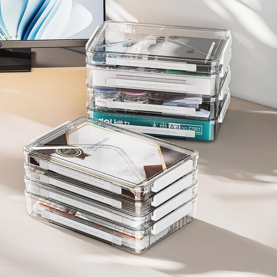 Transparante Opbergdozen Stapelbaar voor A4 Papier - Set van 4 | bol