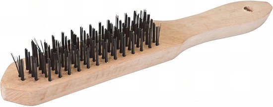 Robuuste draadborstel met houten handvat - 6-rijen | bol