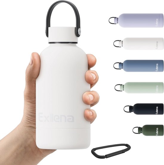 Geïsoleerde waterfles met handvat en clip - Dubbelwandige vacuümfles ...