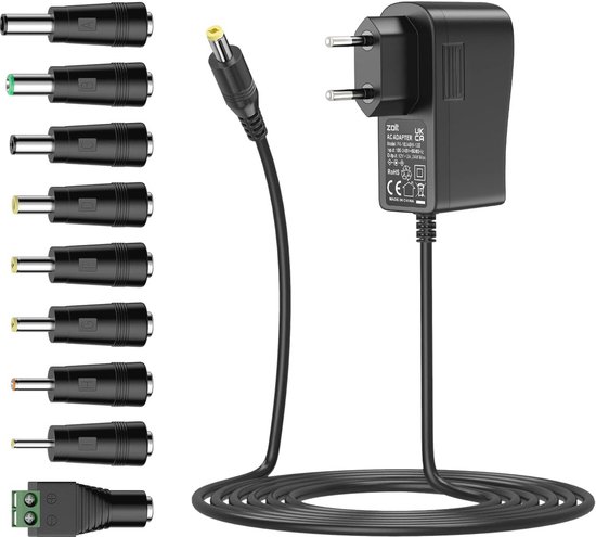Universele Voeding 24W 12V 2A met 9 Stopcontacten AC DC | bol
