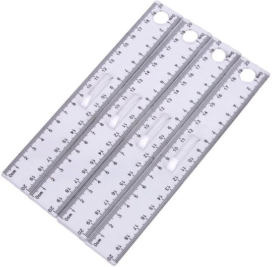 Set van 4 Transparante Linialen met Handgreep, 20 cm Flexibel ...