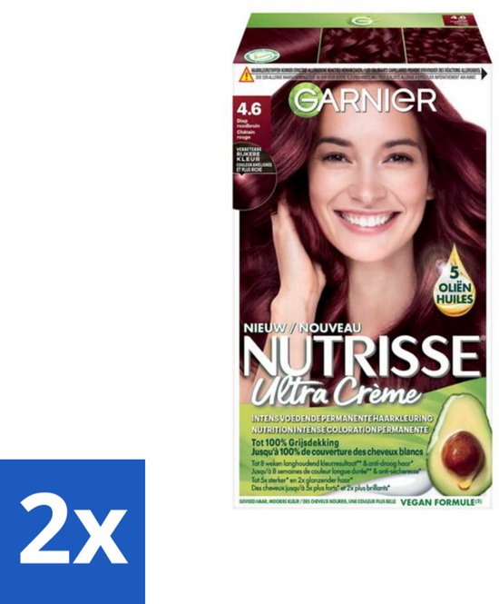 2 x Garnier - Nutrisse Ultra Crème 4.6 - Haarkleuring - Diep Rood ...