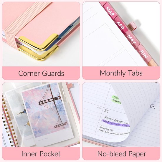 Agenda scolaire 18 mois 2025-2026, grand format hebdomadaire et mensuel, couverture rigide | bol