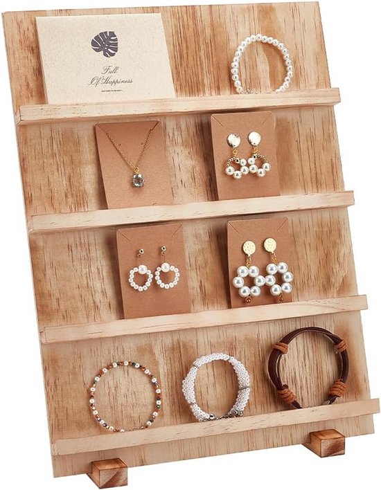 Houten Sieraden Display Standaard met 4 Lagen voor Oorbellen en ...