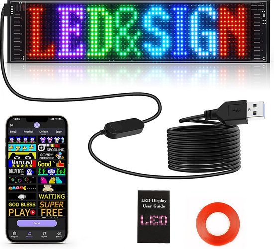 Flexibel LED Display Bord met Scrollende Tekst en Bluetooth App ...