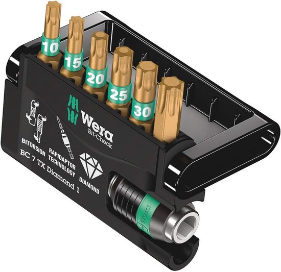 7-delige Torx Torsie Bit Set met Diamant Coating en Magnetische Houder ...