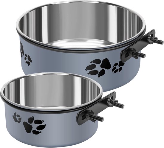 2-Pack Hond Waterbak RVS Morsvrije Hangkom voor Kooi | bol