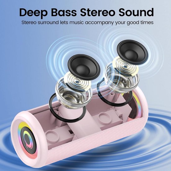 Draagbare Bluetooth Speaker 20W met RGB Verlichting, IPX5 Waterdicht en ...