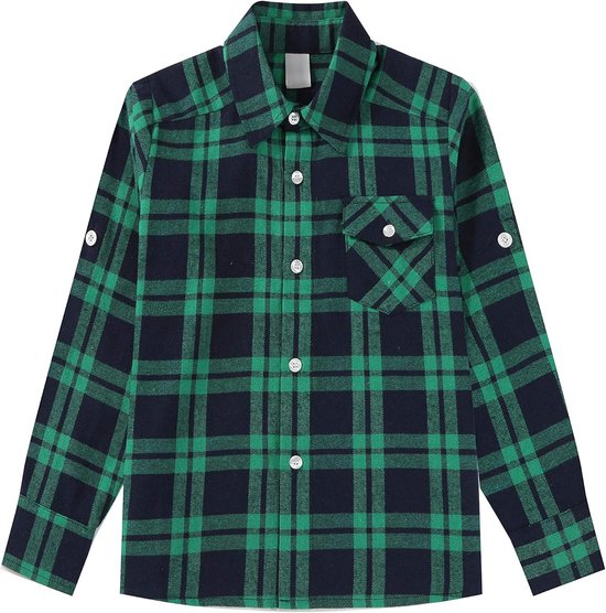 Jongens Flanellen Overhemd met Lange Mouwen en Ruitpatroon ...